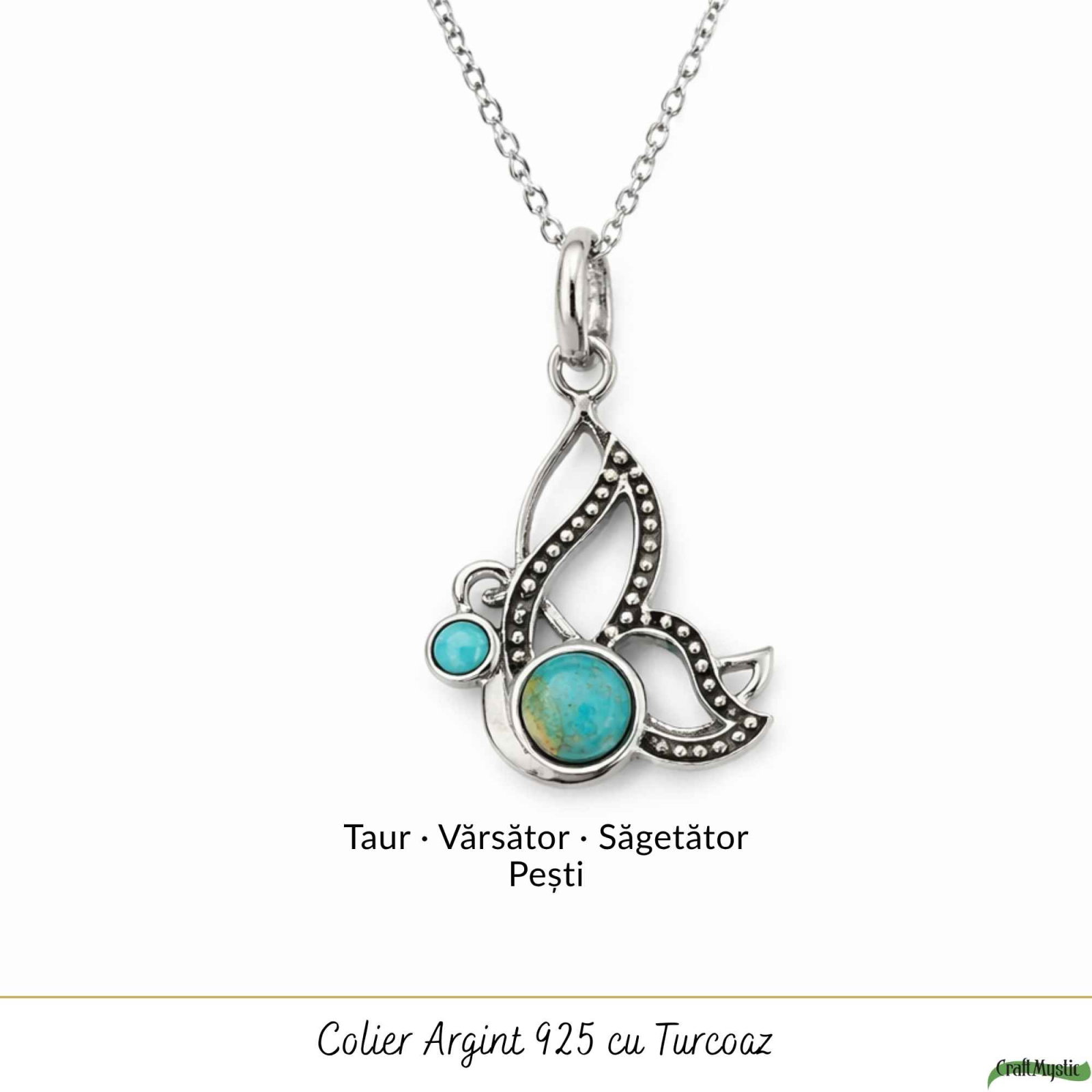 Colier argint 925 cu Turcoaz Spinny Oyster fluture – transformare si ...